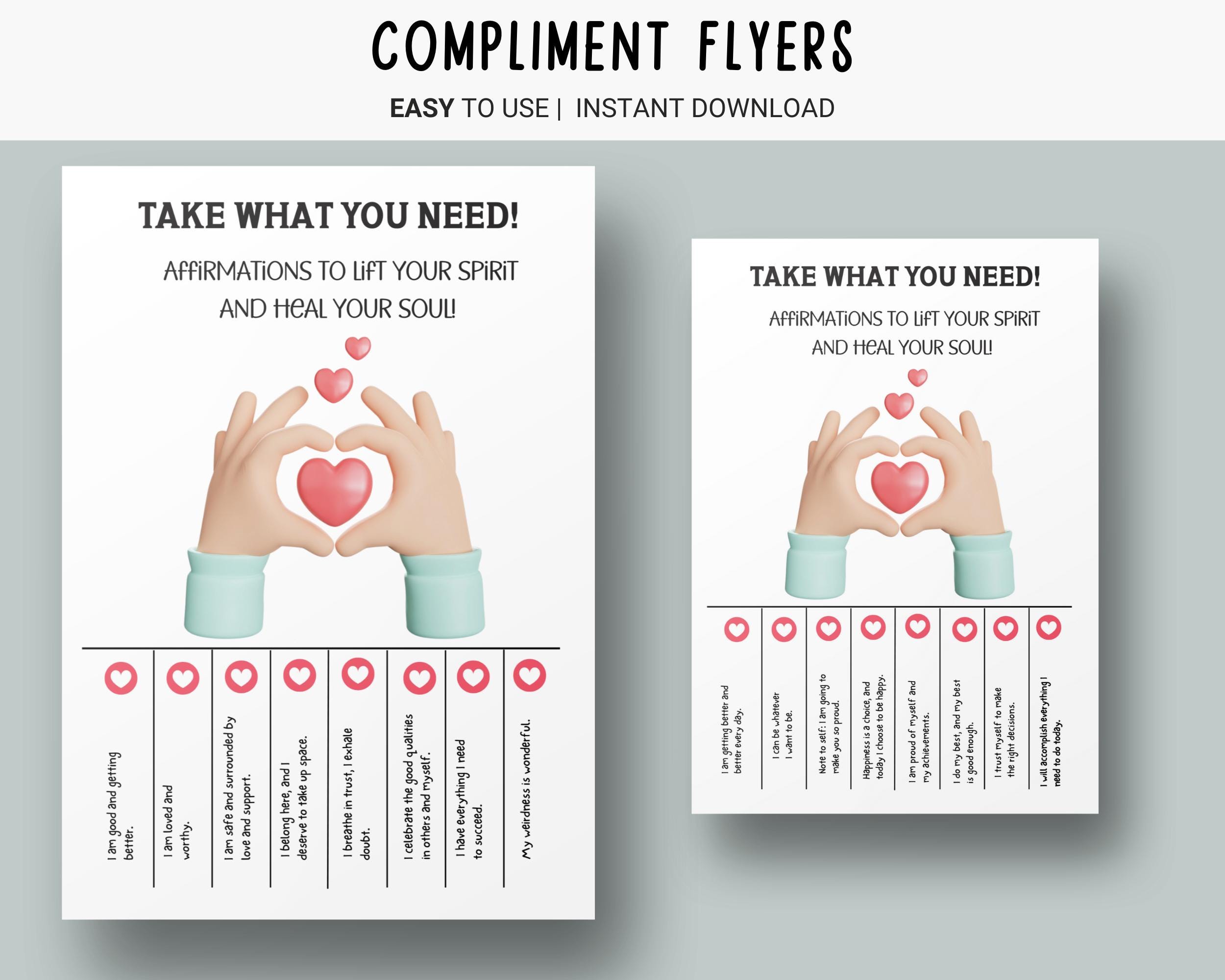 Positive Affirmation Tear-off Flyer Kindness Classroom Decor, Printable ...