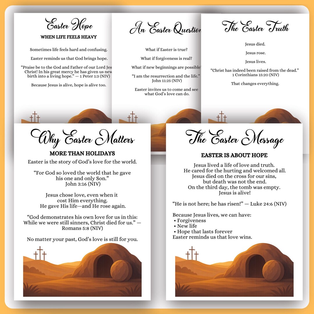 Easter Gospel Tracts Cards | Bible Verse Easter Story Hand Out Card ...