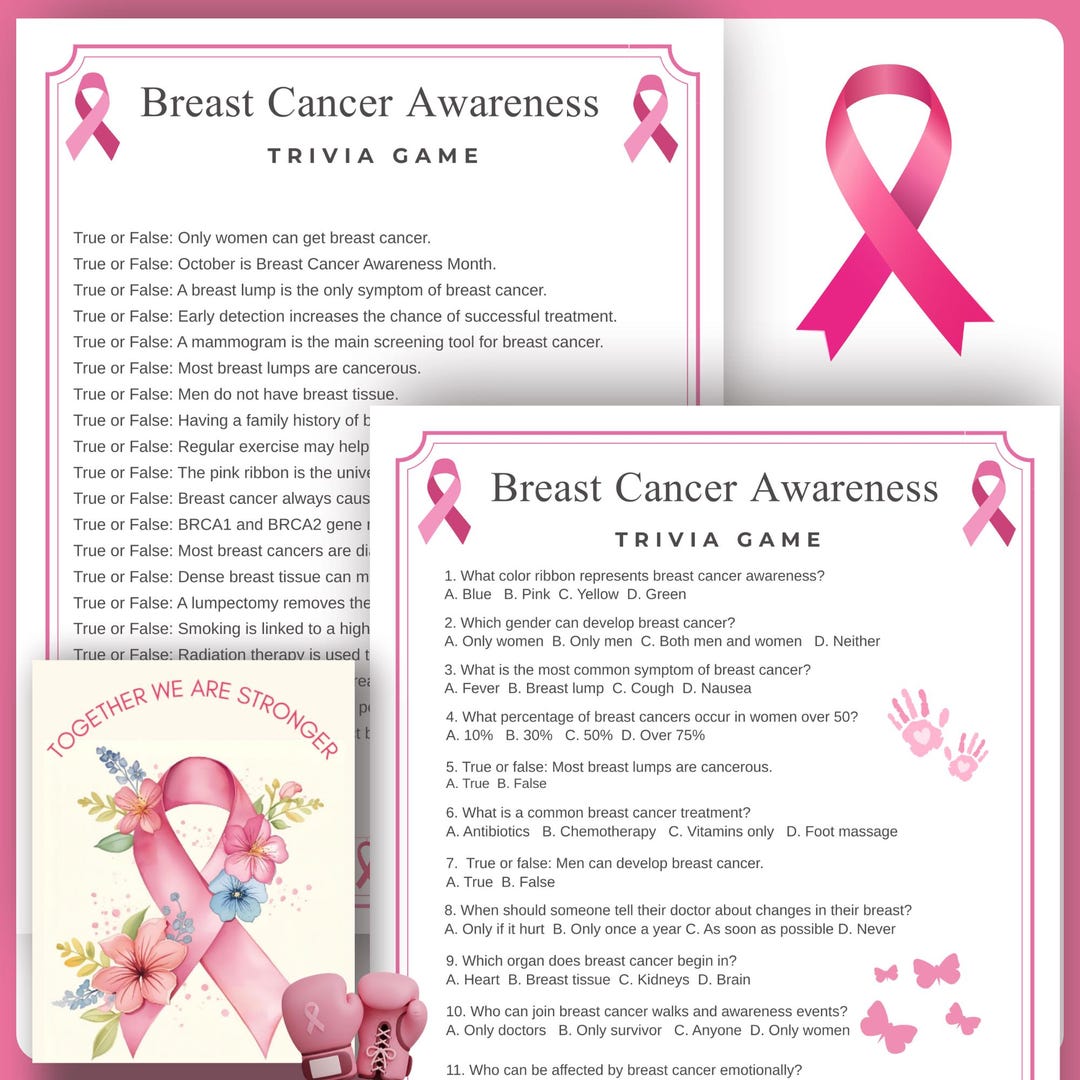Breast Cancer Awareness Trivia | Printable Awareness Month Activity for ...