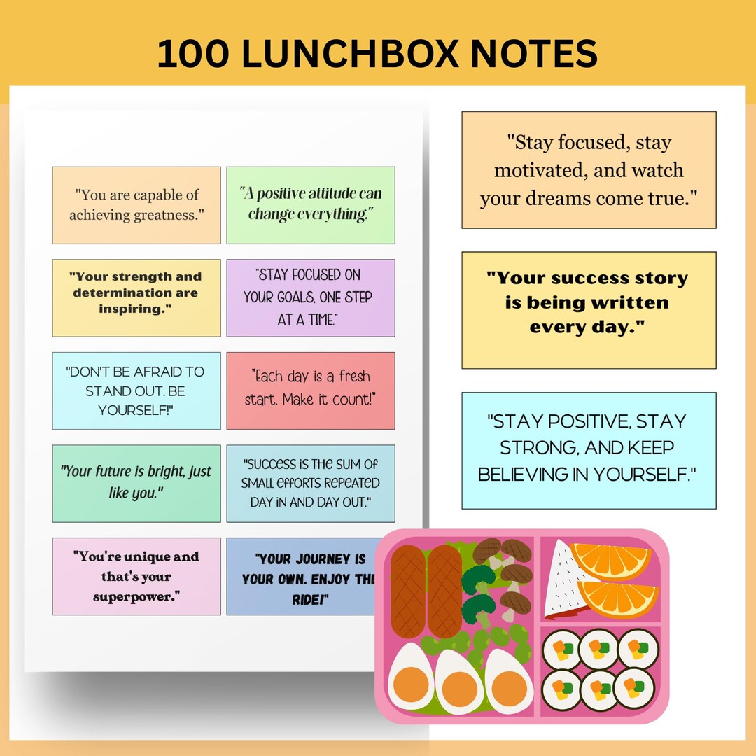 Printable Lunchbox Notes for Kids - Positive Affirmations - Back to ...