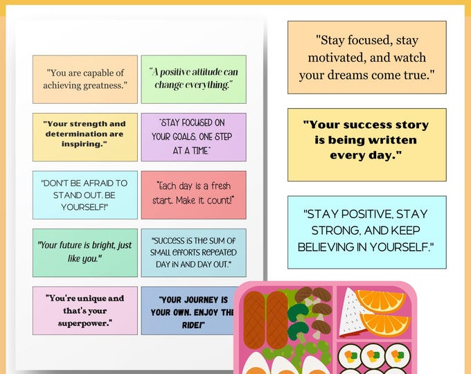 Printable Lunchbox Notes for Kids - Positive Affirmations - Back to ...