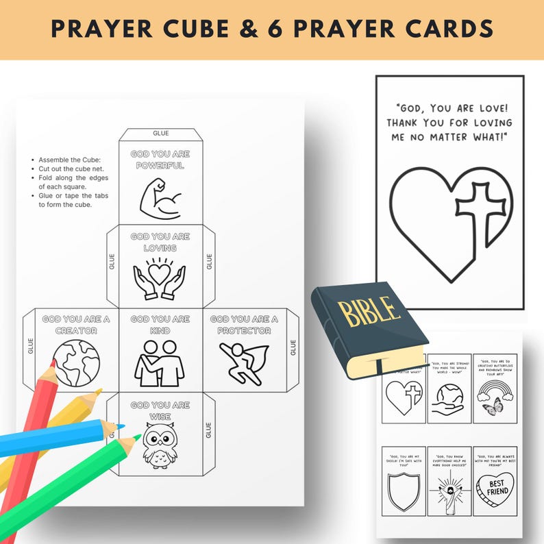 Kids Prayer Cube - Lord’s Prayer Printable Craft - Sunday School Bible ...