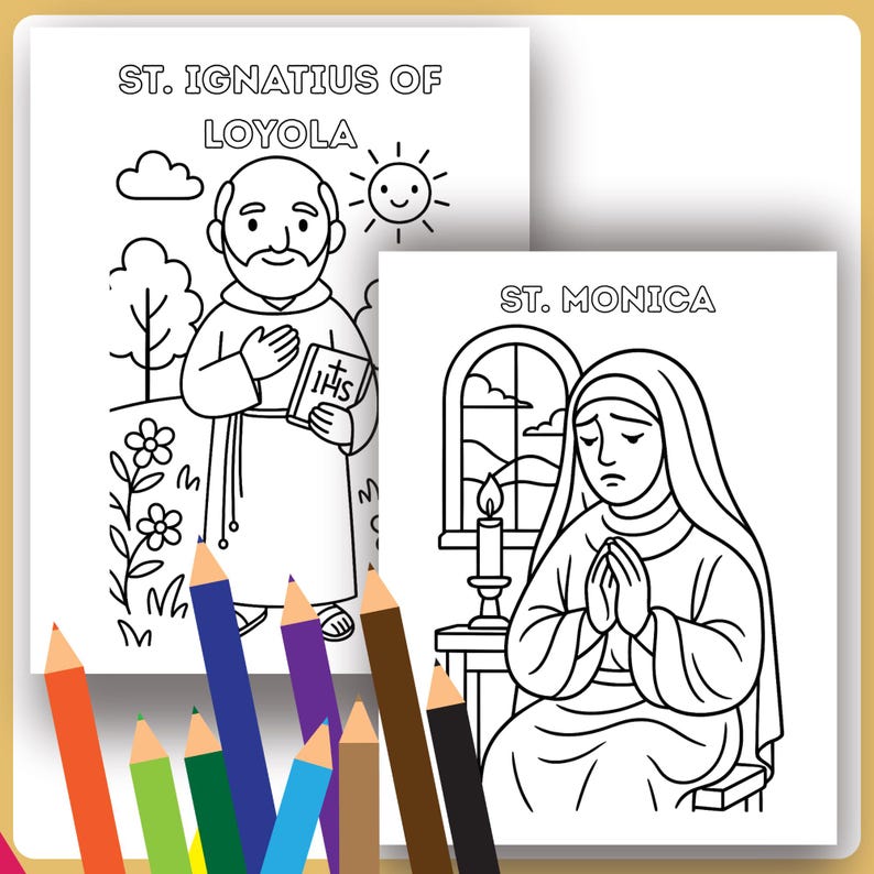 Catholic Saints Coloring Book Pages Sheets Printable Kids Activity - Etsy