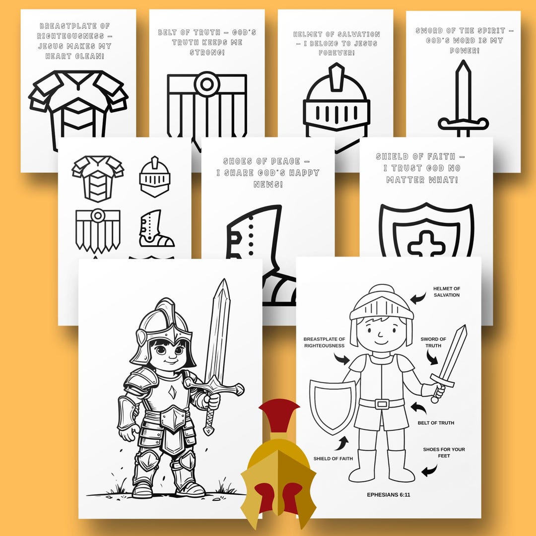 Armor of God Printable - Coloring Page for Kids – Ephesians 6 Bible ...