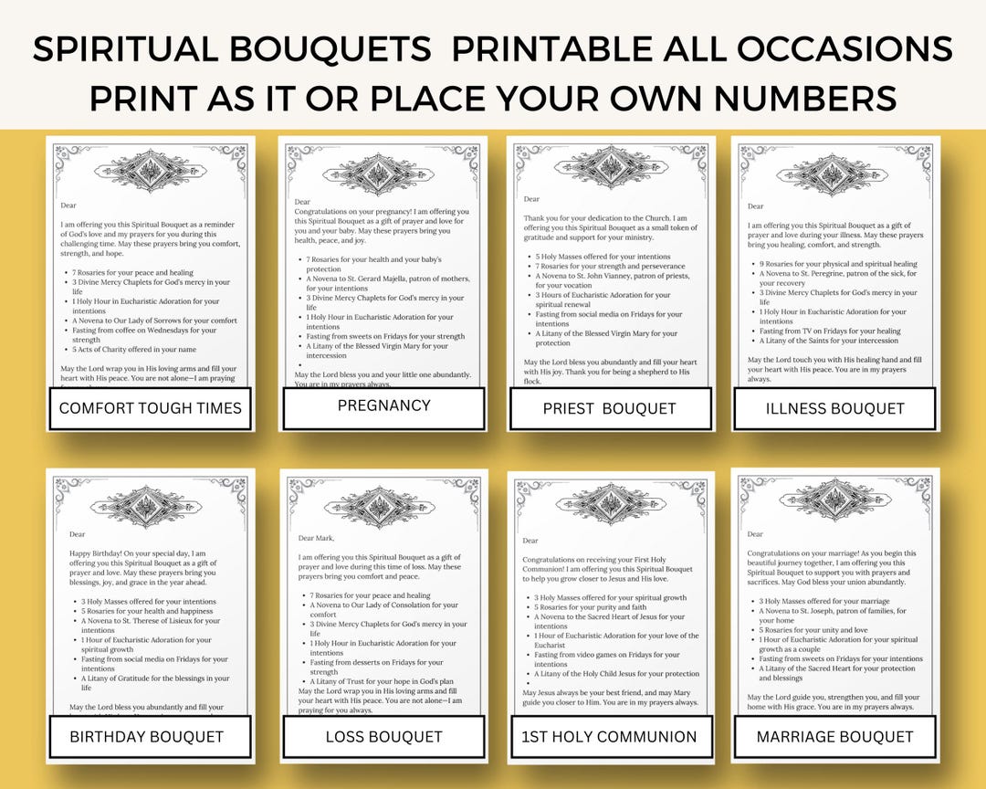 Catholic Spiritual Bouquet Card: Prayer Intentions Printable (5x7 PDF ...