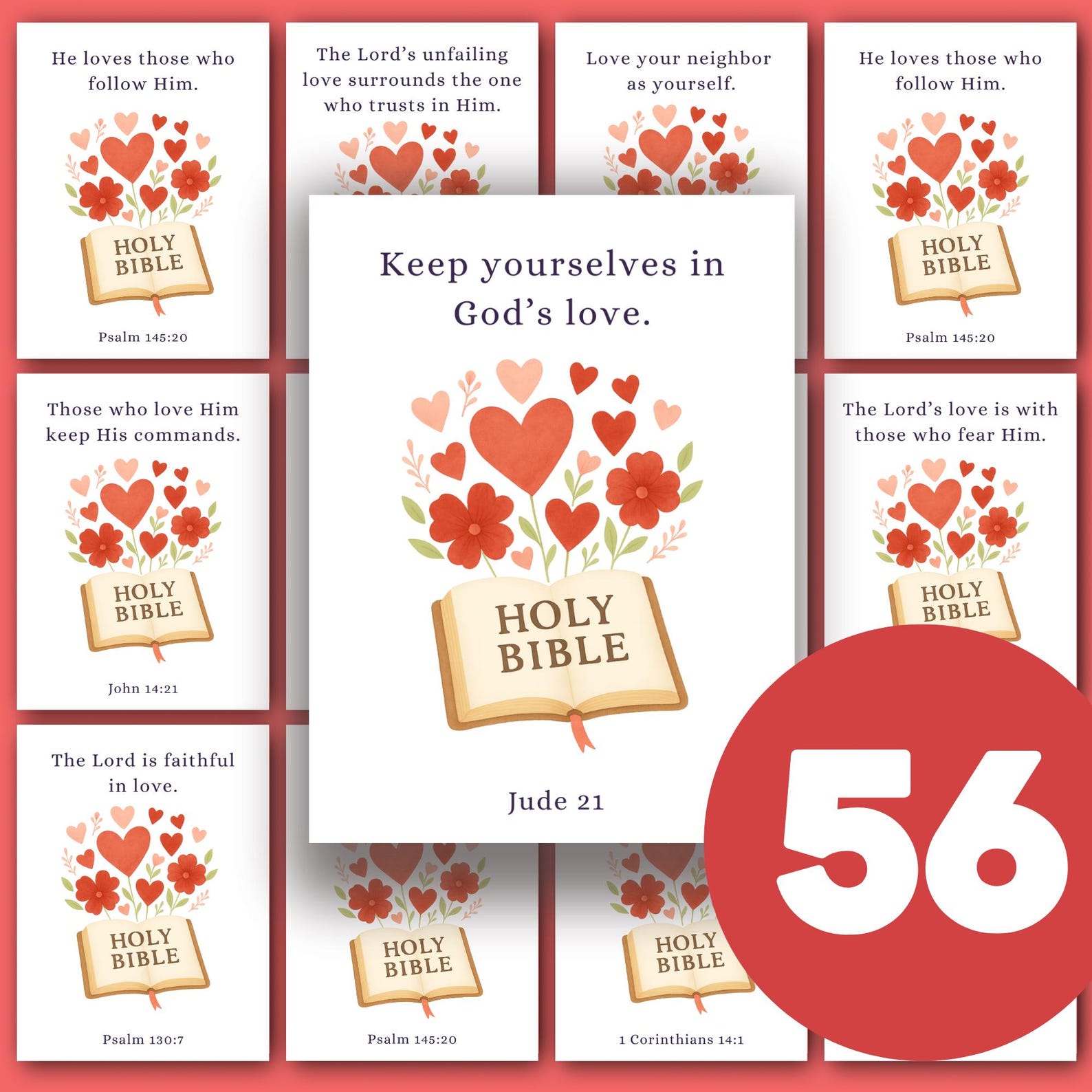 Christian Valentine Cards Set | Valentines Day Scripture Greeting Cards ...