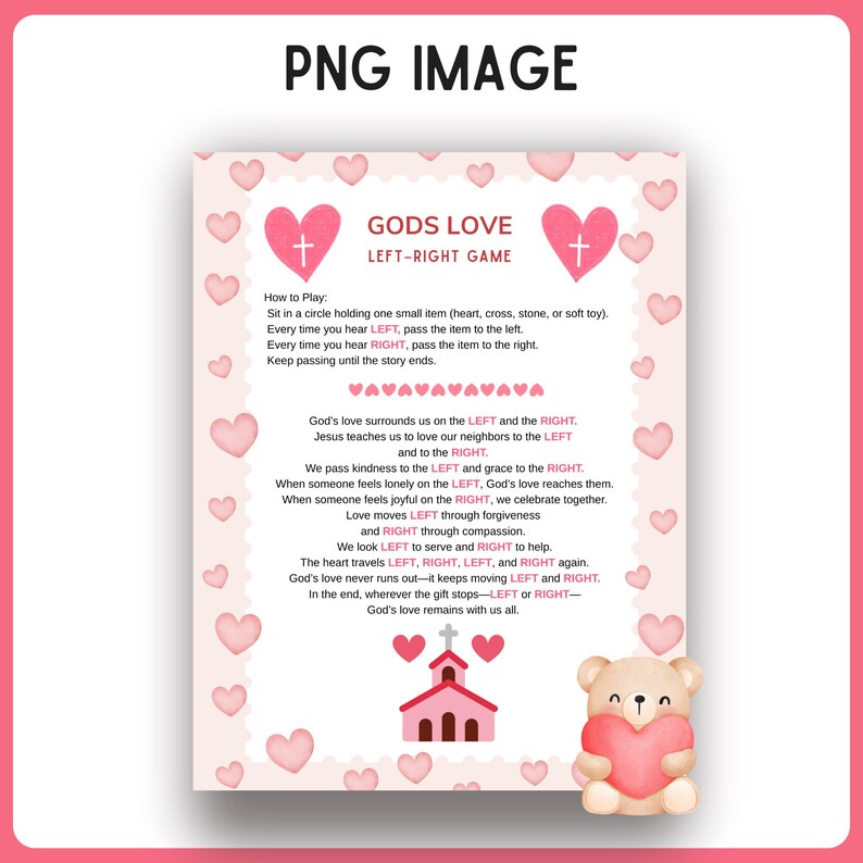 Gods Love Left Right Game Sunday School Bible Study Games Bible Game ...