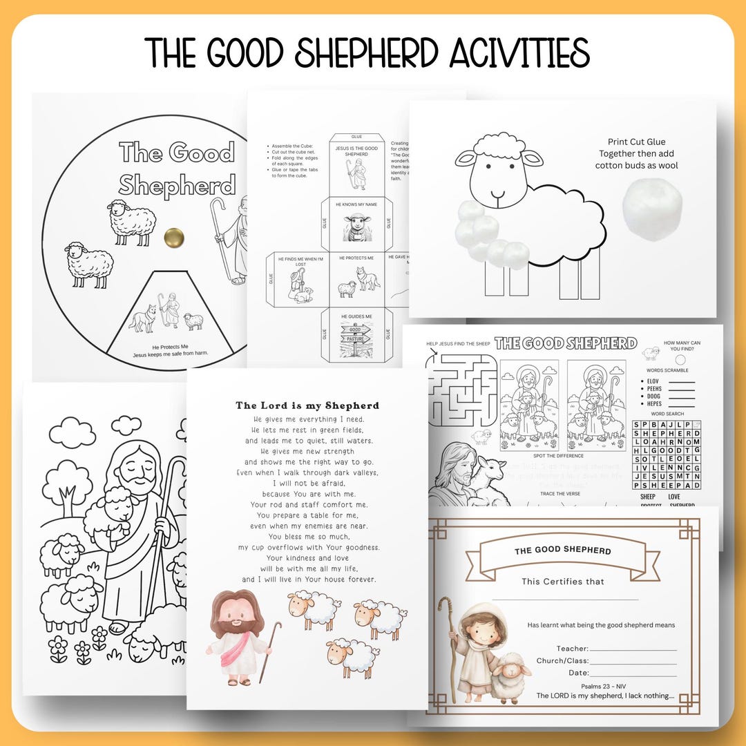 Jesus Good Shepherd Activity Pack: Printable Bible Games & Coloring ...