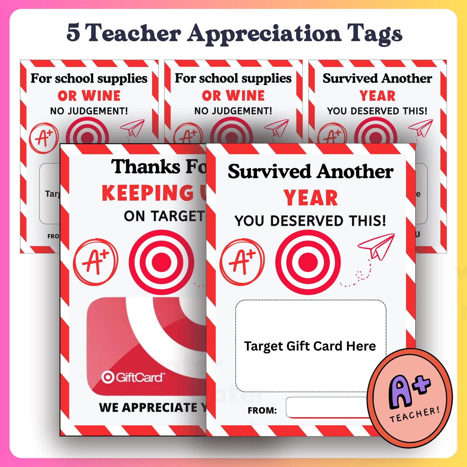Target Gift Card, Thanks for Keeping Us on TARGET, Teacher Appreciation ...