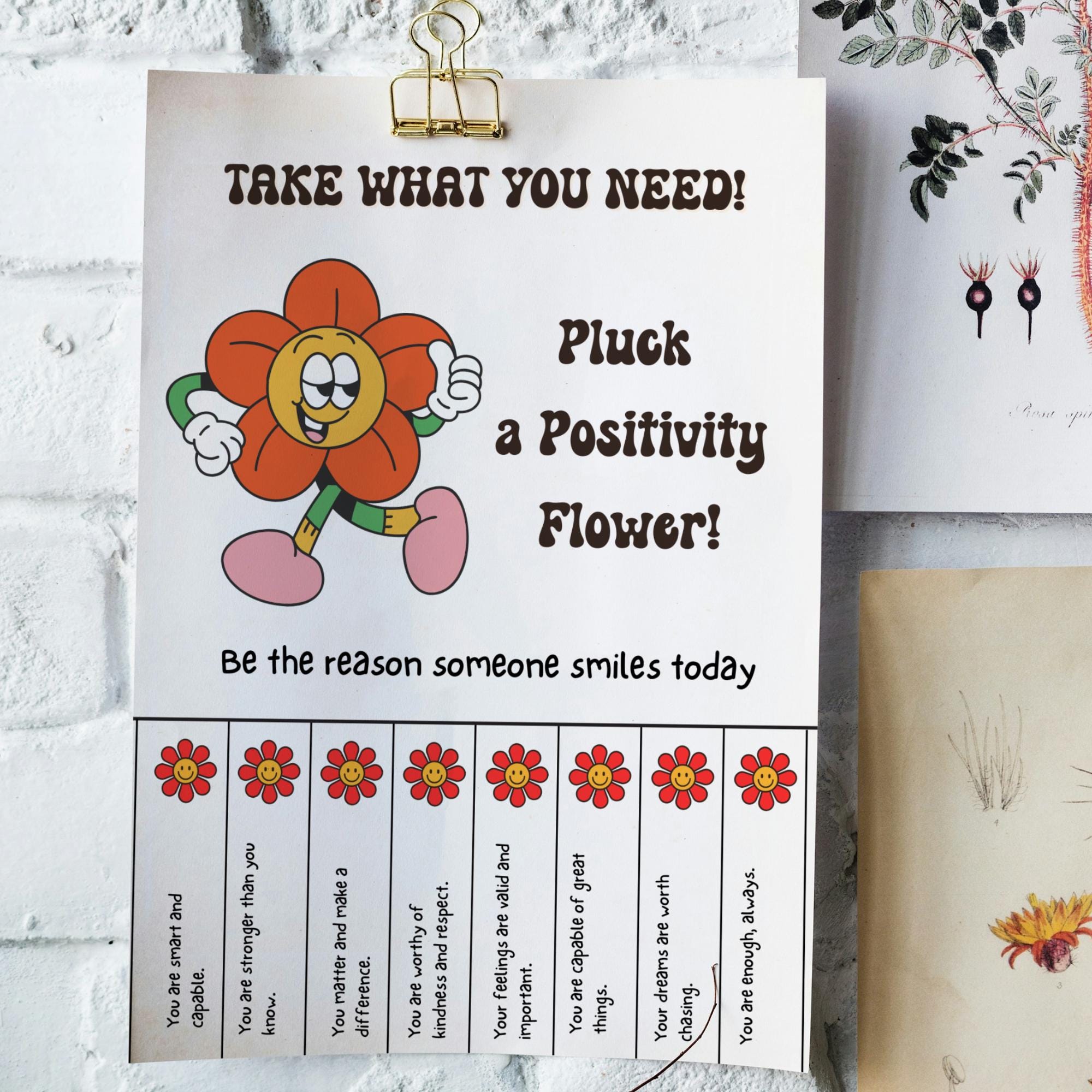 Positive Affirmations Tear-off Flyer: Classroom Bulletin Board (digital ...