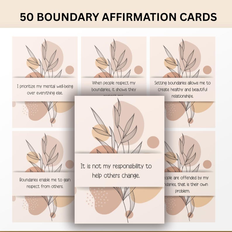 Boundary Affirmations Cards, Digital Download for Self-care, Therapy ...