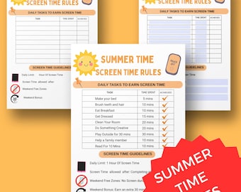 Summer Screen Time Rules Printable - Etsy UK