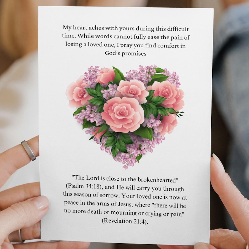 Condolence Card Christian Printable, Sympathy Digital Download, Bible ...