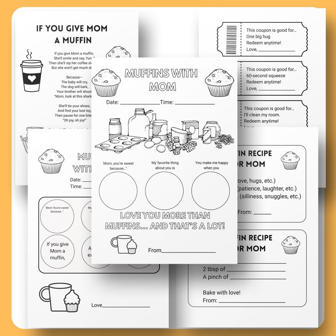 Muffin With Mom Printable, DIY Craft for Mother's Day, Muffins With Mom ...