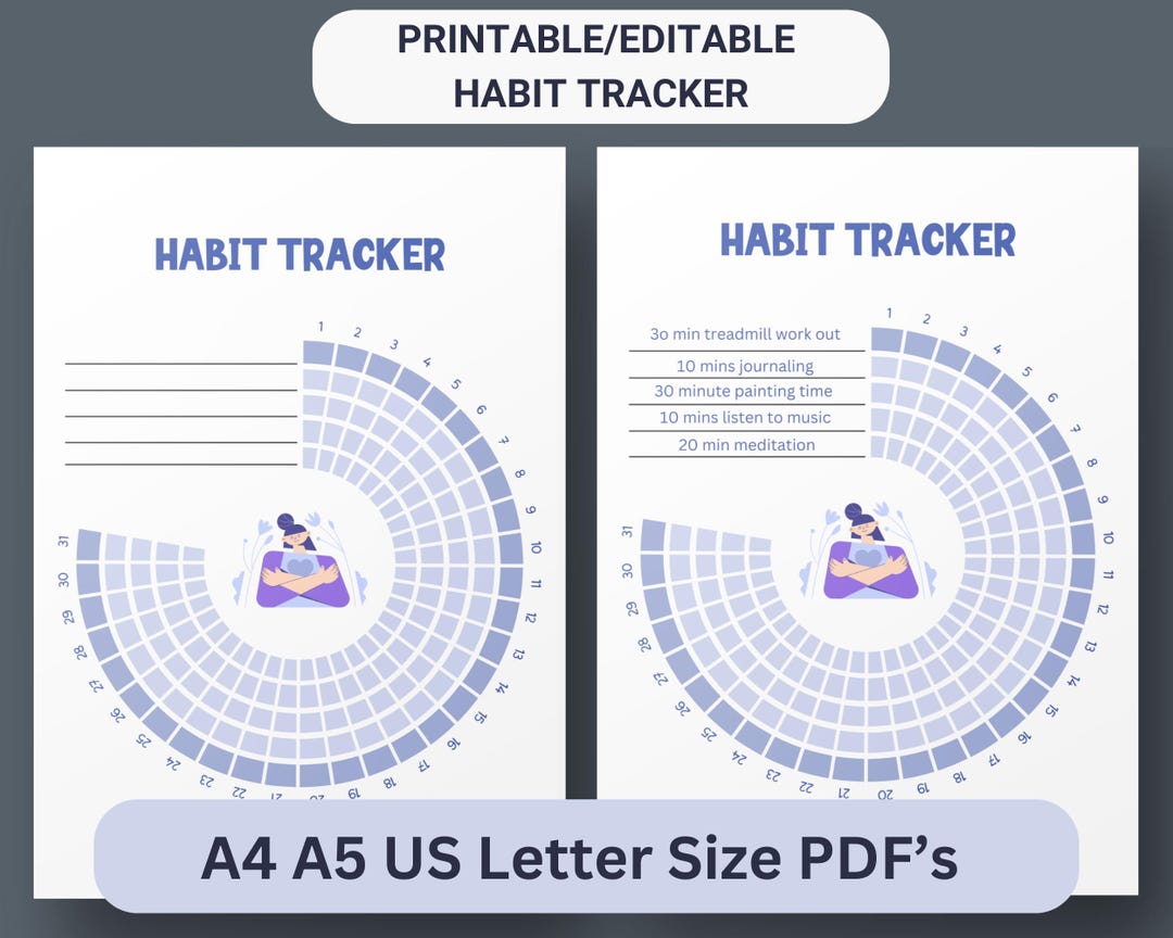 Printable Circle Habit Tracker, Monthly Intention Wheel, Editable ...