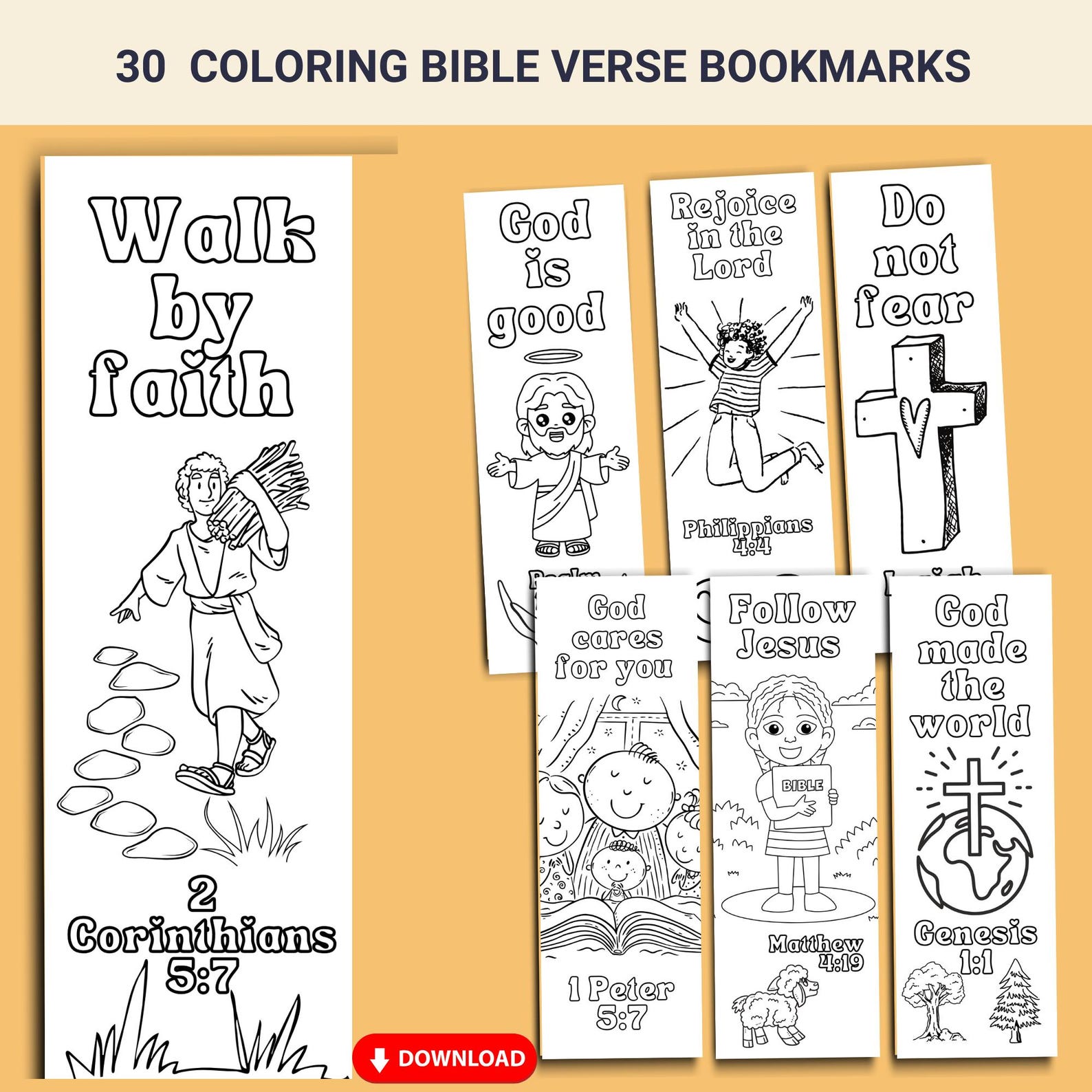 Bible Verse Coloring Bookmark Set, Printable Christian Faith Bible ...
