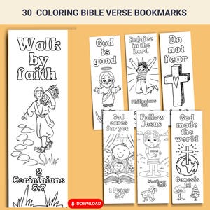 Bible Verse Coloring Bookmark Set, Printable Christian Faith Bible ...