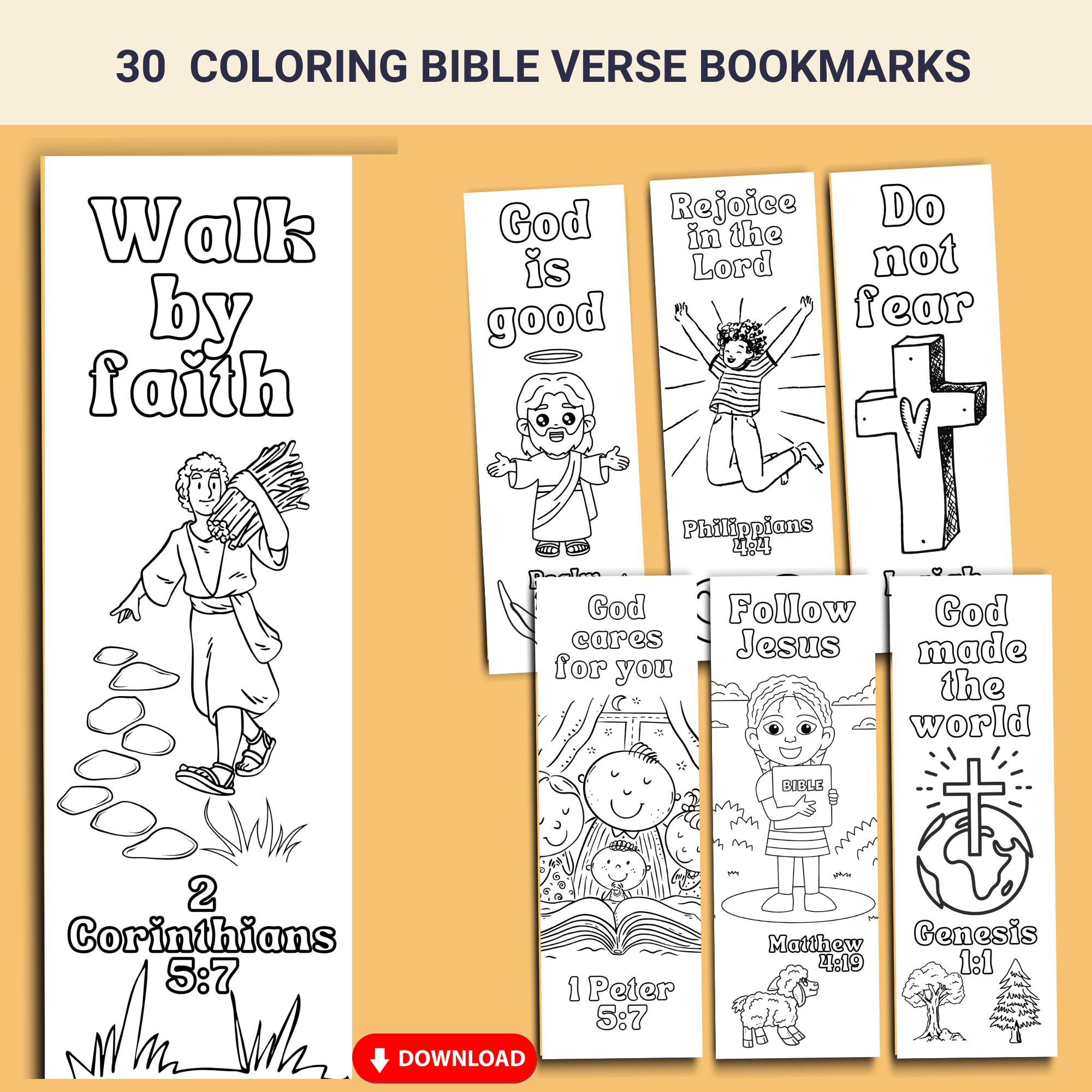 Bible Verse Coloring Bookmark Set, Printable Christian Faith Bible ...