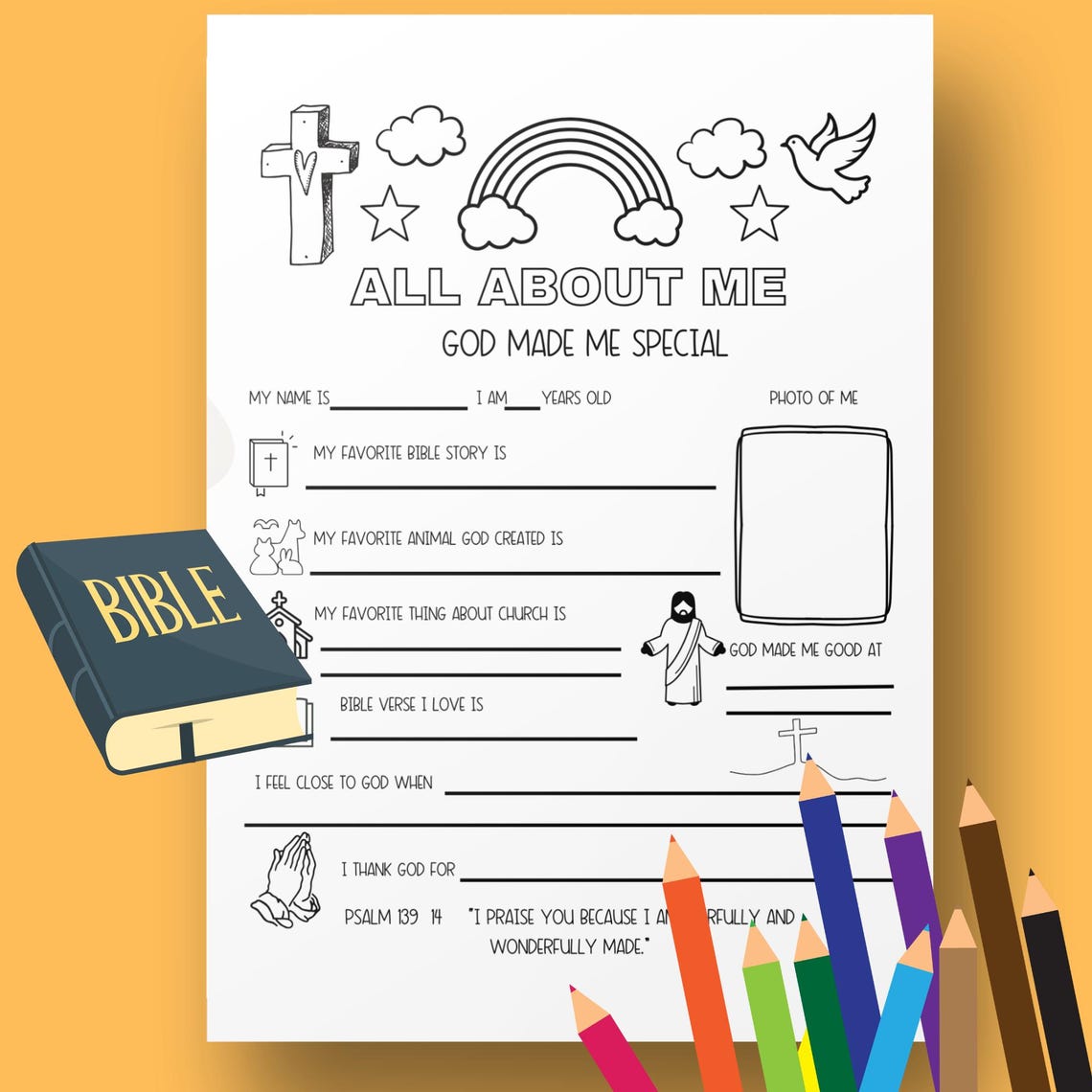 All About Me Christian Printable Activity for Kids and Adults - Etsy