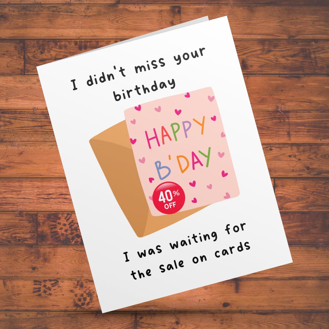 Belated Birthday Card - Funny Apology Card for Missed Birthday - Cute ...