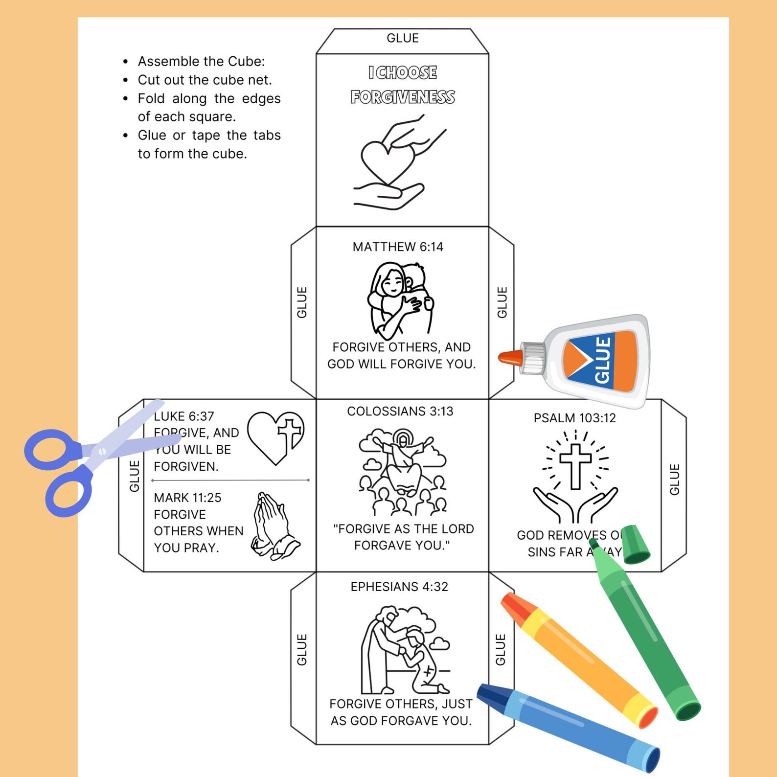 Printable Prayer Cube Bible Verse Craft for Kids - Sunday School Lesson ...