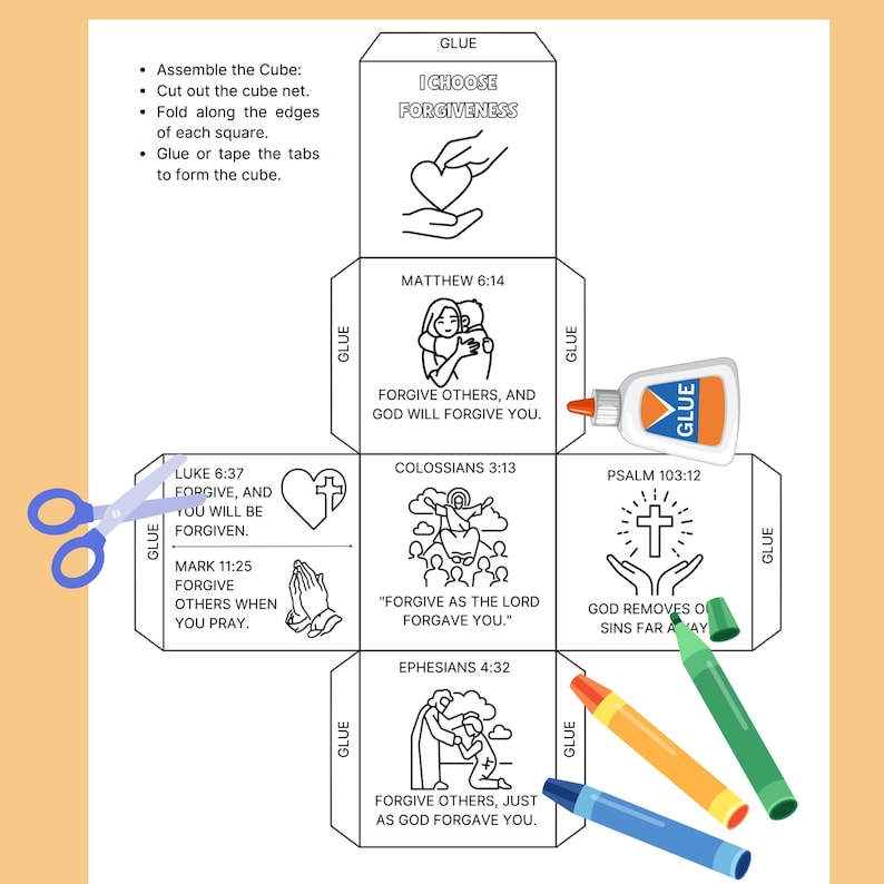 Printable Prayer Cube Bible Verse Craft for Kids - Sunday School Lesson ...