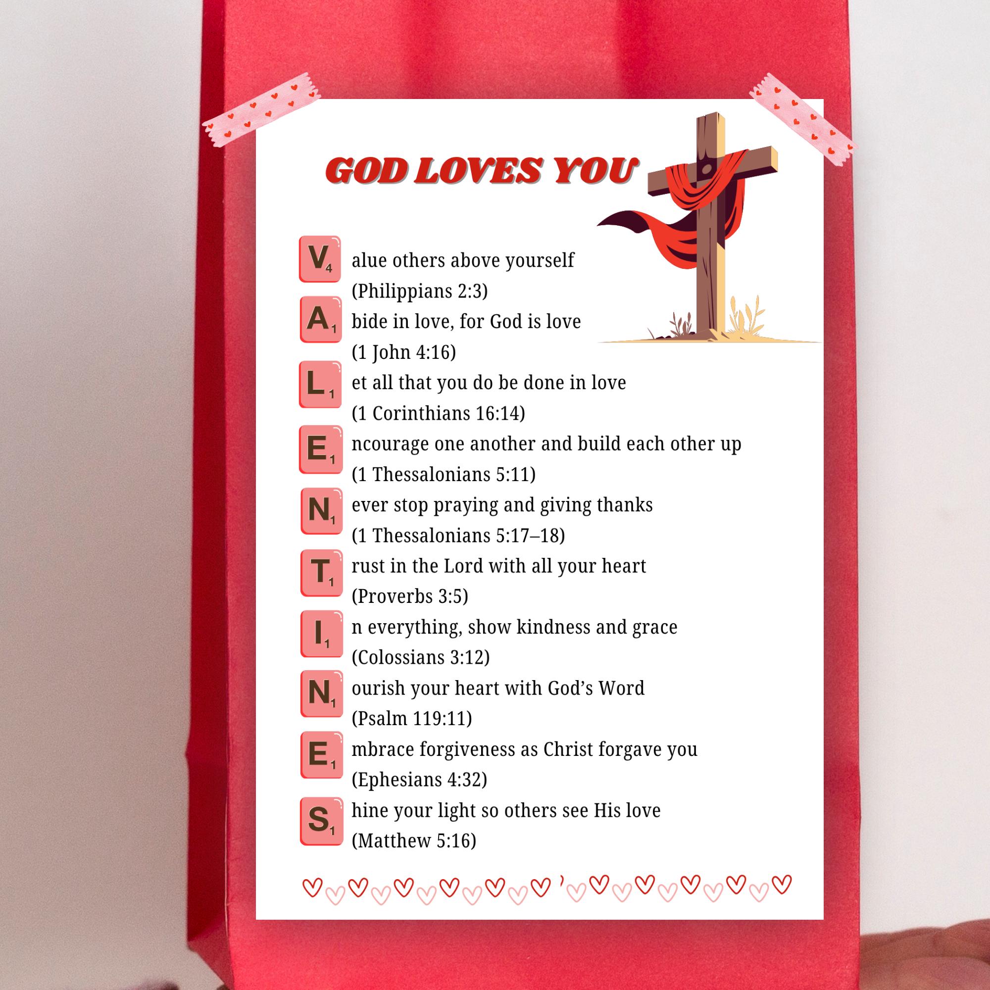 Bible Verse Valentine - Christian Valentine's Day , God Loves You - Etsy