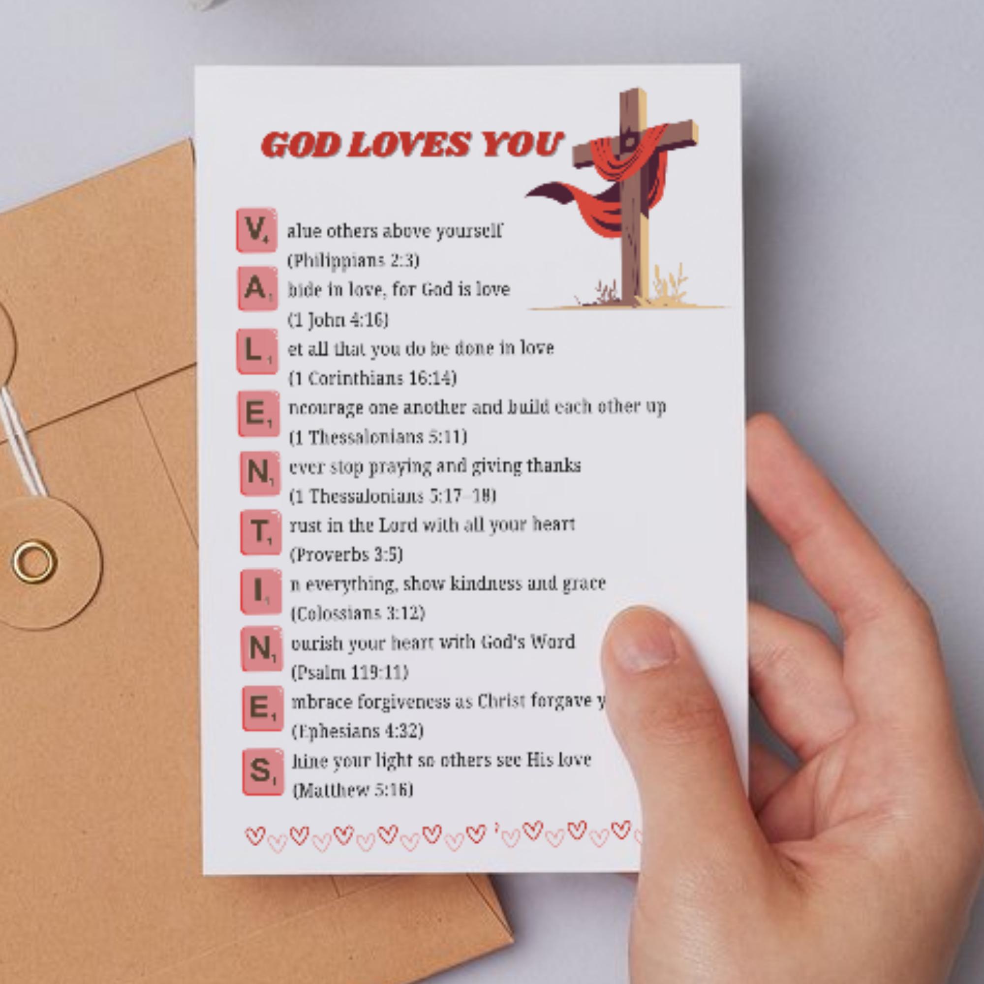 Christian Valentine's Day Card, God Loves You, Faith Valentine Bible ...