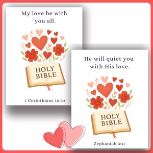 Christian Valentine Cards Set | Valentines Day Scripture Greeting Cards ...