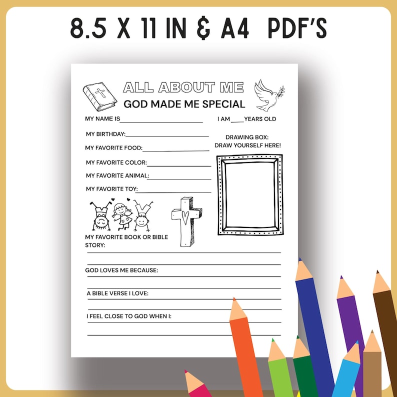 All About Me Christian Printable Activity for Kids - Crafts Sunday ...