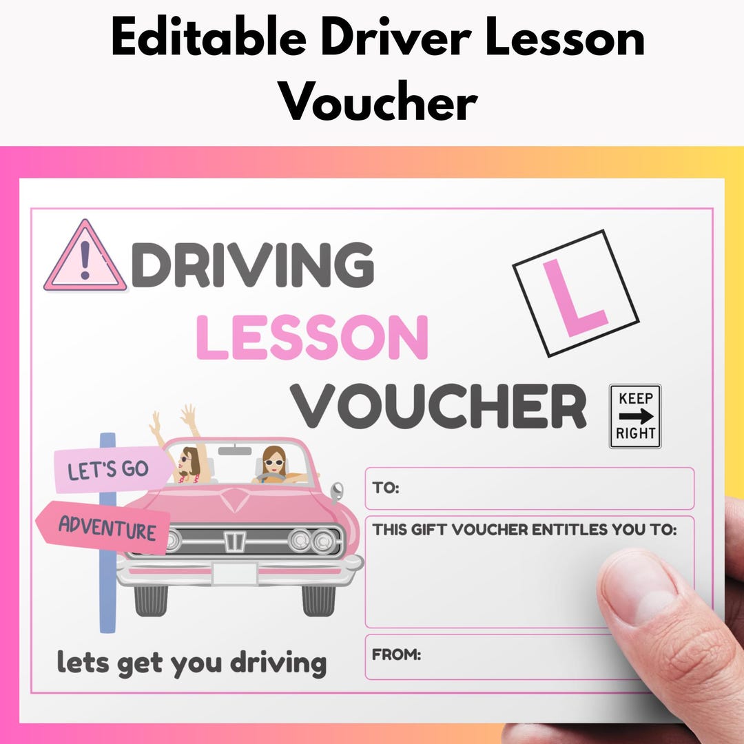 Personalised Driving Lesson Voucher - Editable Template - Surprise Gift ...