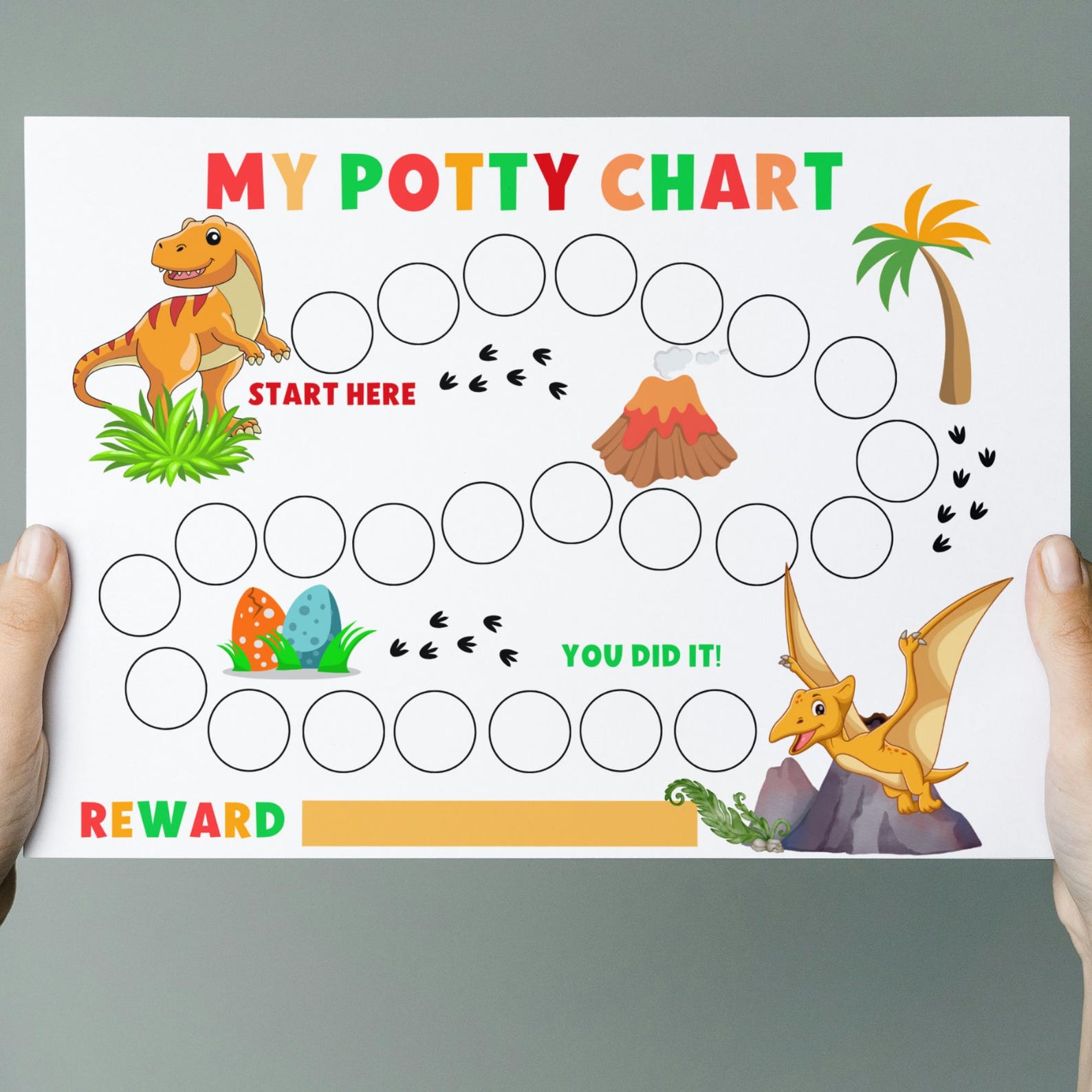 Printable Dinosaur Potty Chart - Toddler Reward Sticker - Toilet ...