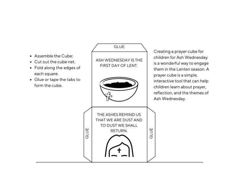 What is Ash Wednesday Coloring Cube, Christian Printable Craft for Kids ...