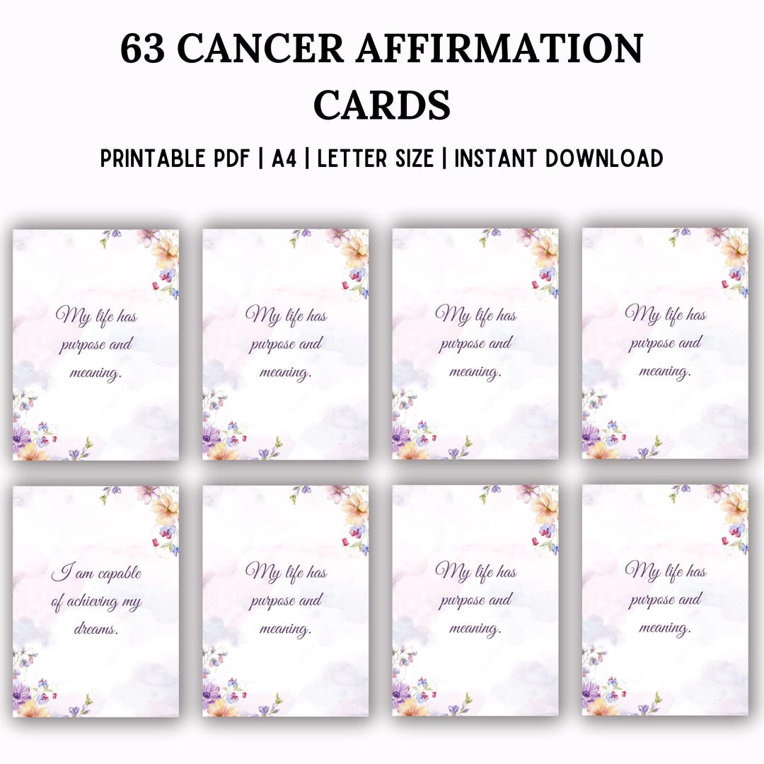 Printable Cancer Affirmation Cards , Support for Cancer Patients ...