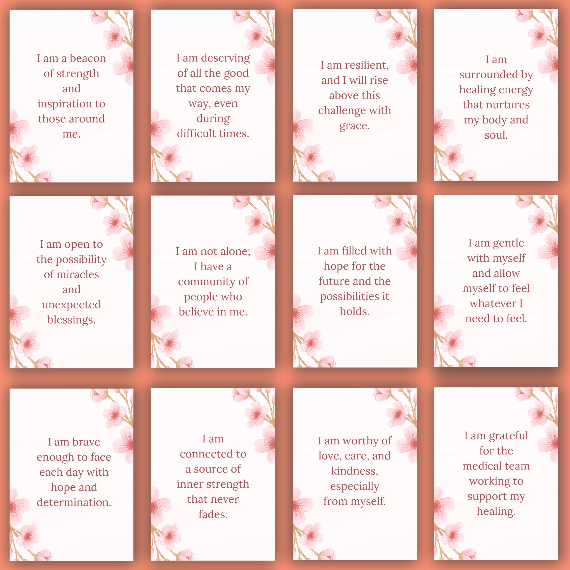 Cancer Affirmation Cards: Chemo Support Encouragement Card Printable - Etsy