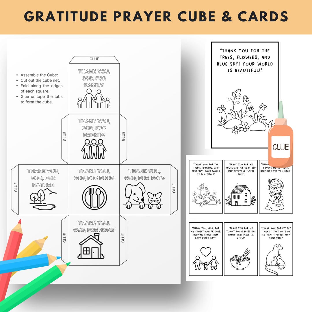 Prayer Cube to Teach Children Gratitude Sunday School Activity Bible ...