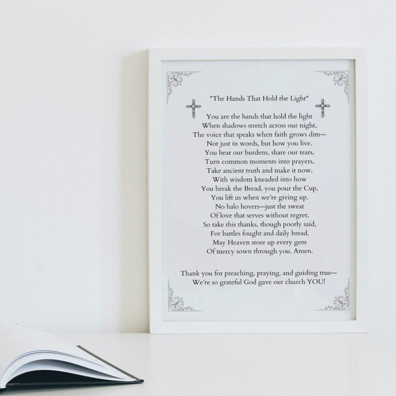 Pastor Appreciation Poem Print: Clergy Gift, Thank You Verse (digital ...