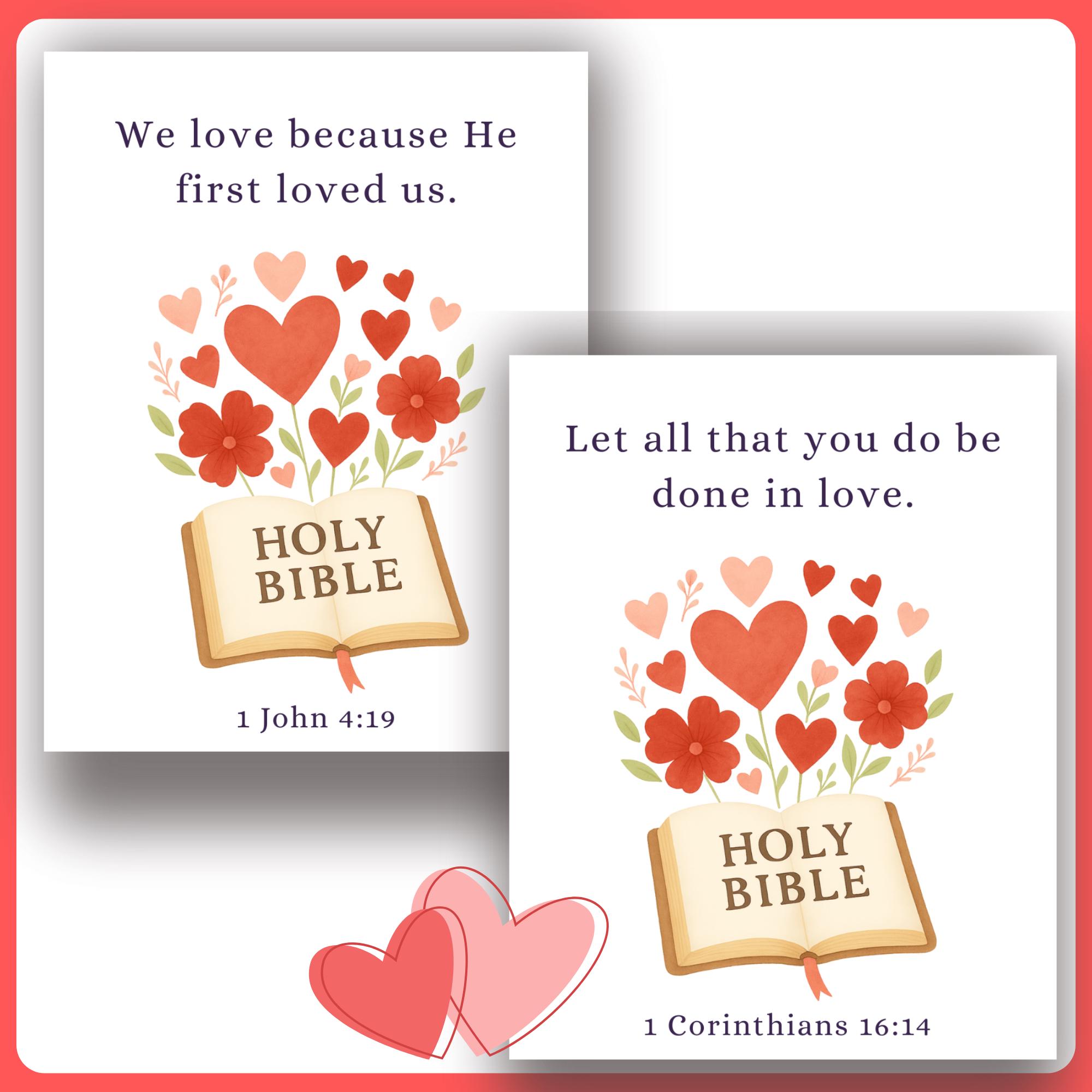 Christian Valentine Cards Set | Valentines Day Scripture Greeting Cards ...