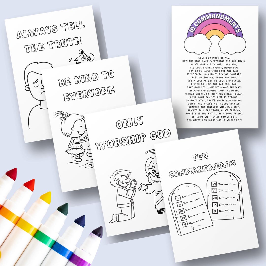 Ten Commandments for Kids Printable Coloring Pages, Fun Activity for ...