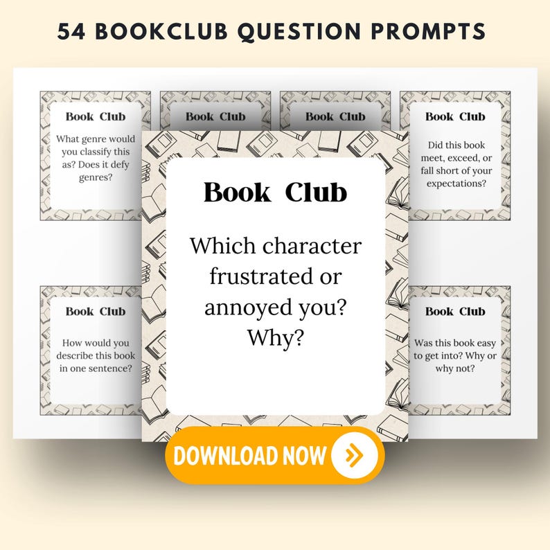 Printable Book Club Discussion Cards, Fun Icebreaker Questions ...