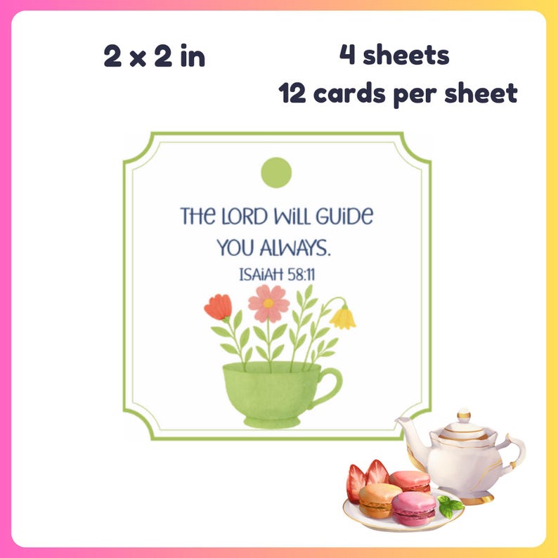 Scripture Tea Bag Tags - Printable Christian Bible Verse Favors for ...