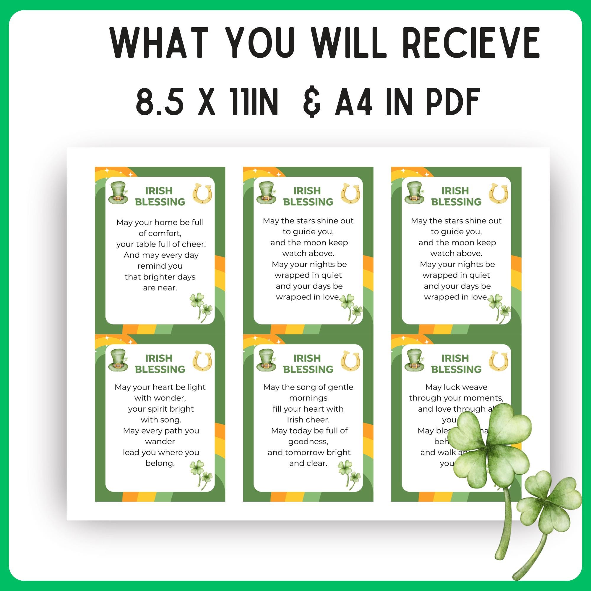 Irish Blessing Cards: St. Patrick's Day Printable (digital Download) - Etsy
