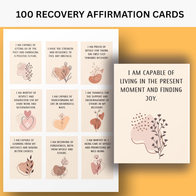 Recovery Affirmations for Mental Health, Printable Self-help Cards ...