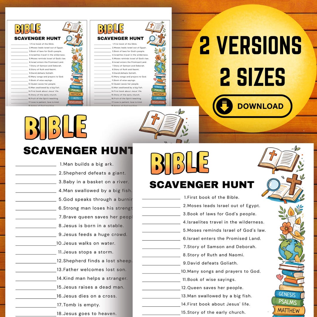Bible Scavenger Hunts - Printable Bible Game Supplies for Church and ...