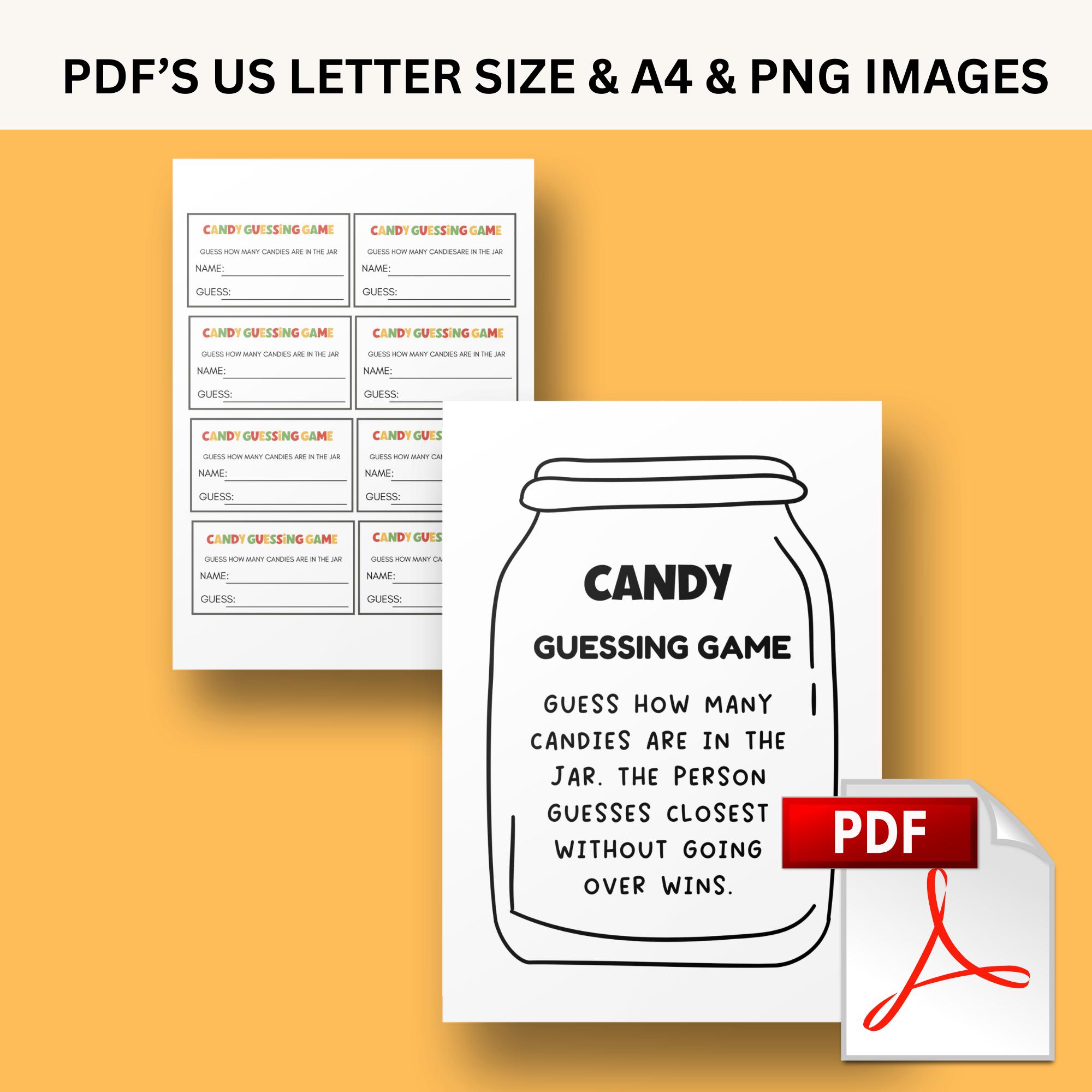Guess How Many Candies Are in the Jar - Printable Candy Guessing Game ...