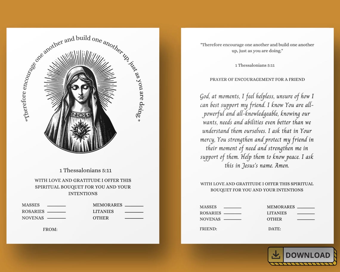 Spiritual Bouquet Printable - Catholic Prayer Card - Traditional ...