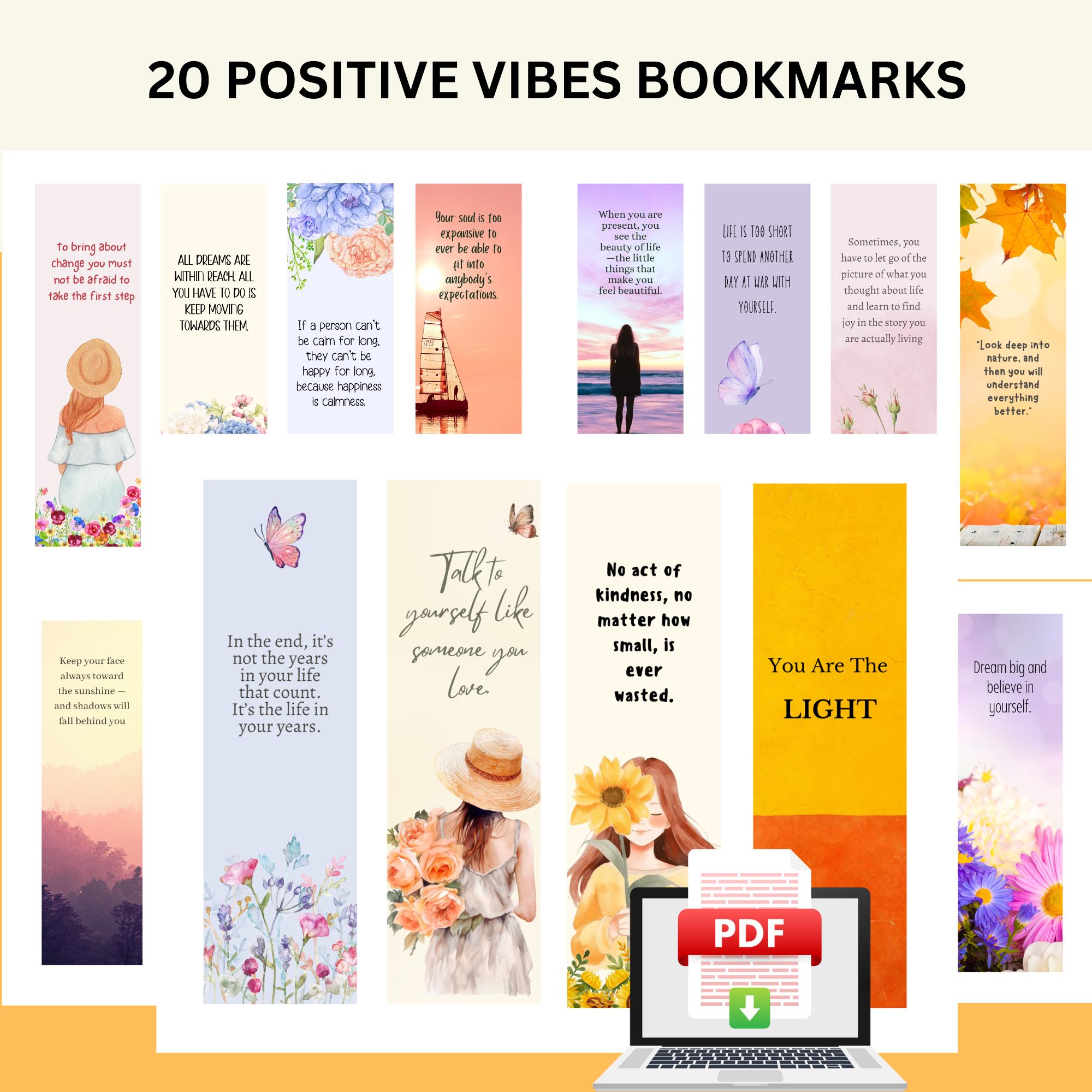 Positive Affirmation Bookmarks, DIY Printable, Positive Vibes Instant ...