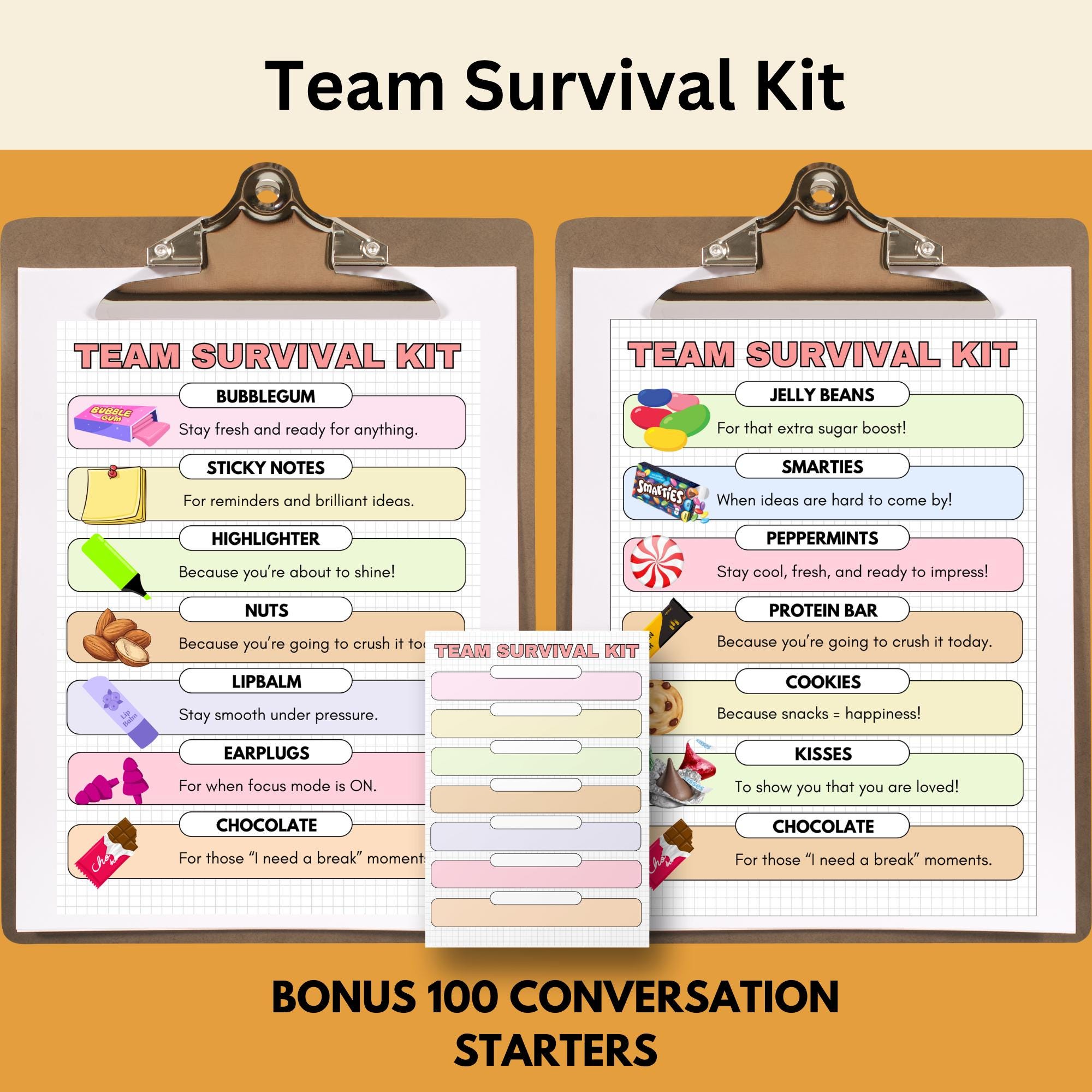 Team Survival Kit Gift Tag Printable Employee Welcome Gift Survival Kit Tags Volunteer Team ...