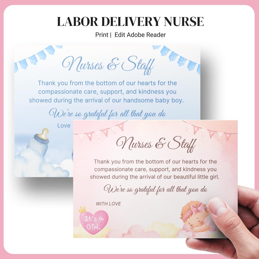 Baby Thank You Tags Nurse - Labor and Delivery Printable Hospital Staff ...