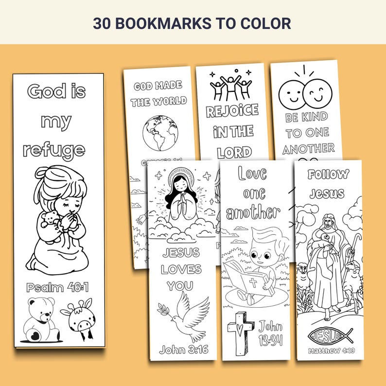Bible Verse Coloring Bookmarks Printable Kids Activity Sunday School ...